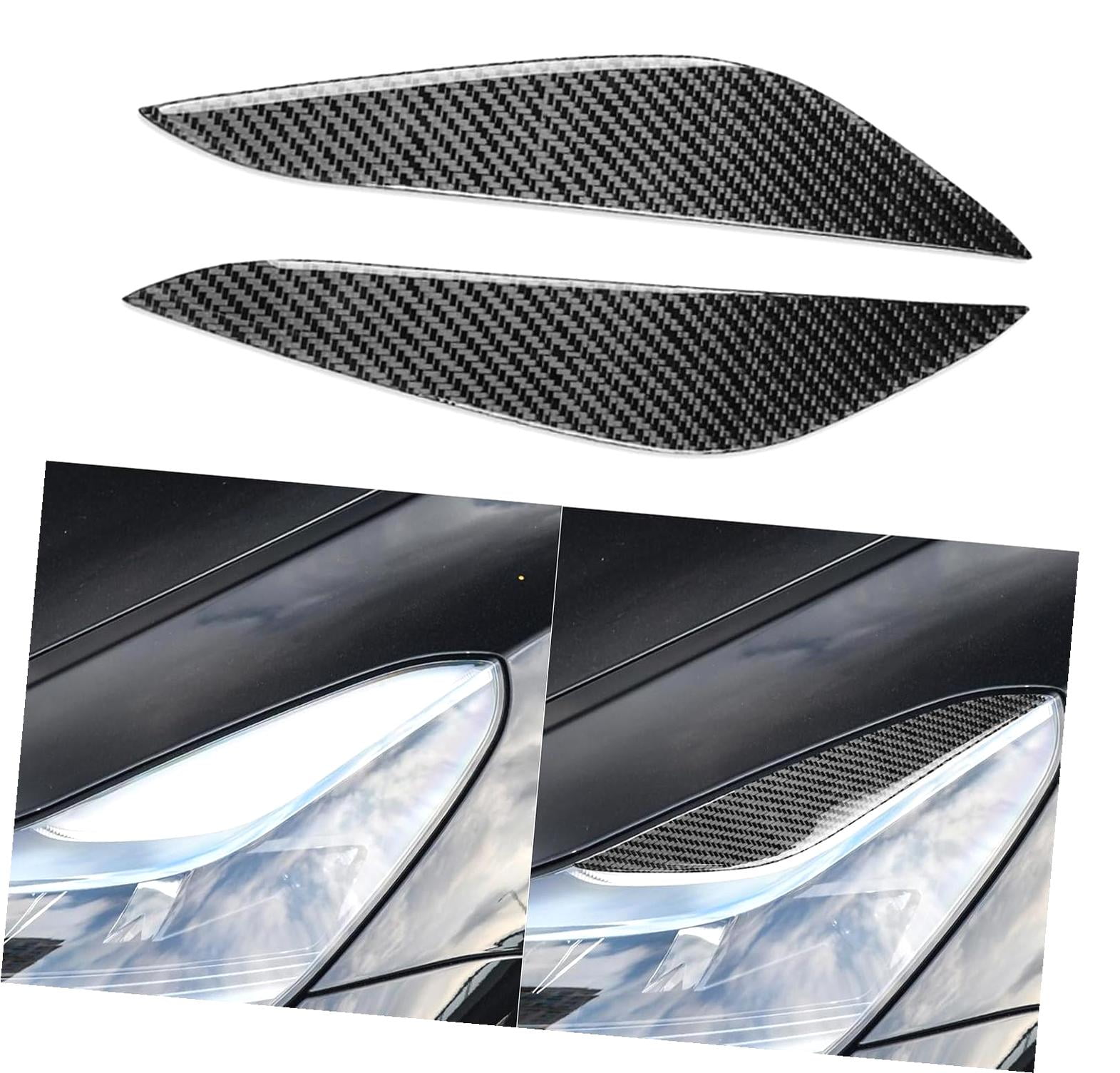 SJJ Real Carbon Fiber Headlight Eyebrow Headlamp Eyelid Cover Stickers ...
