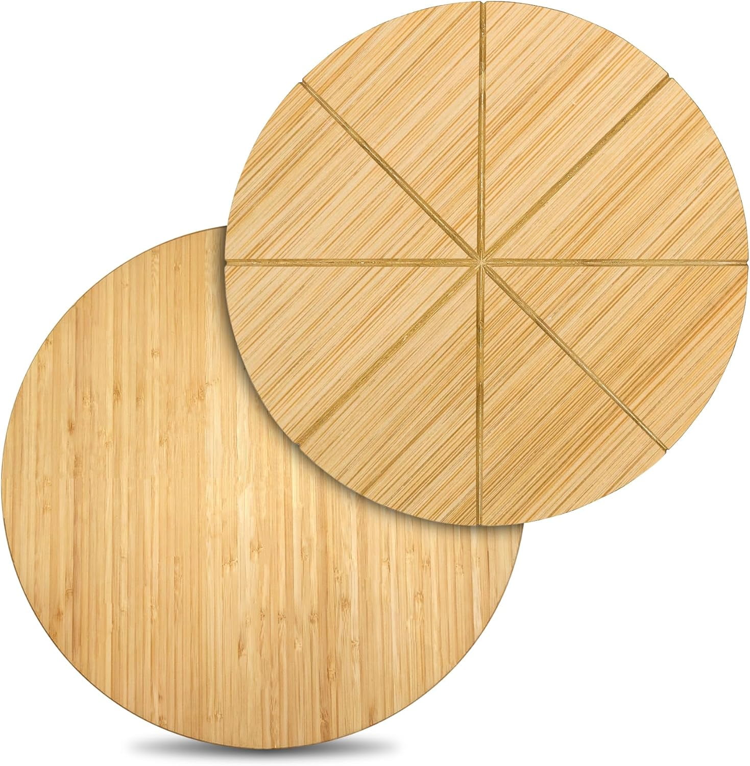 SJJ Round Pizza Double Sided 12inch Wooden Pizza Tray Serving Platter ...