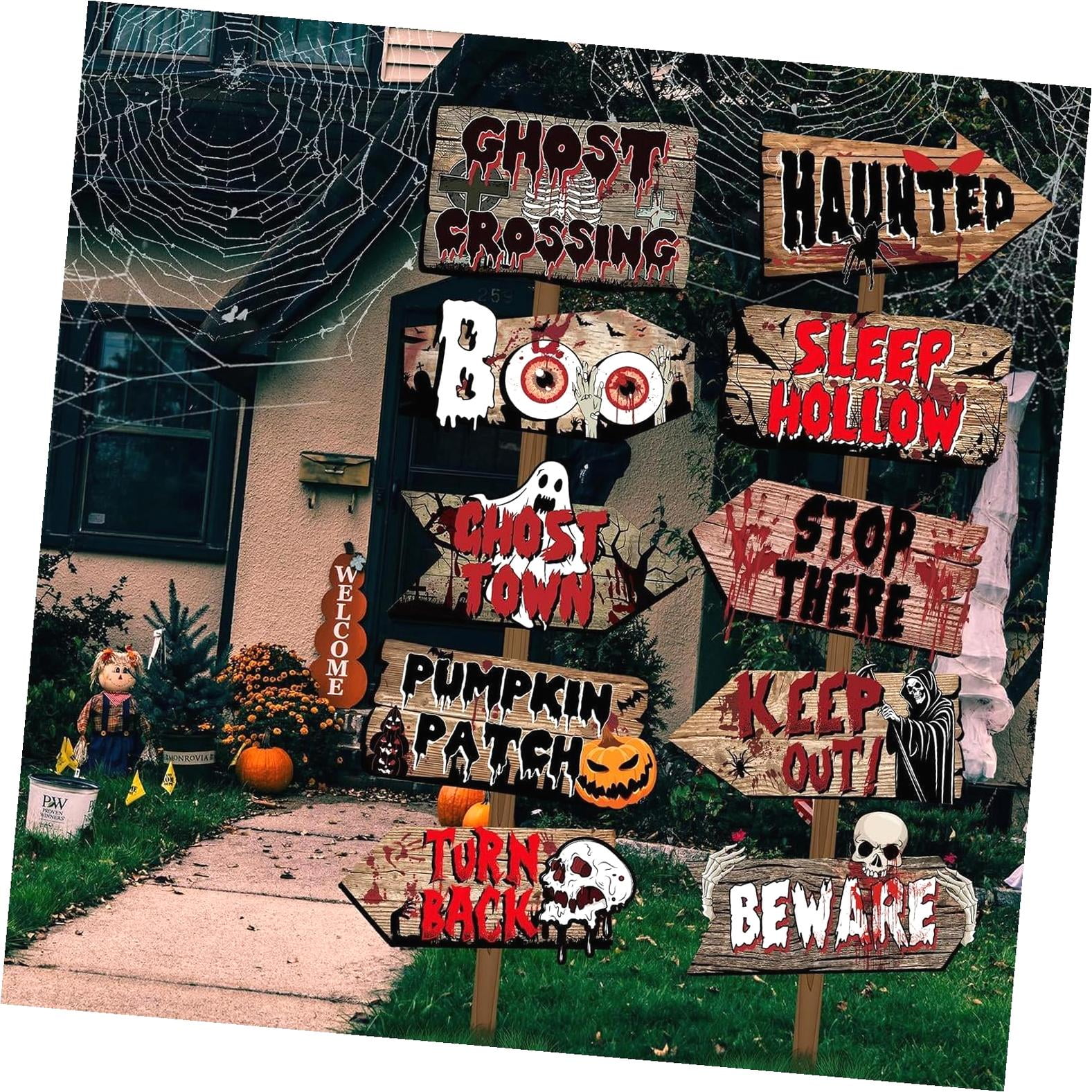SJJ Set of 10 Yard Warning Signs - 16 x 10 Inches Directional and ...
