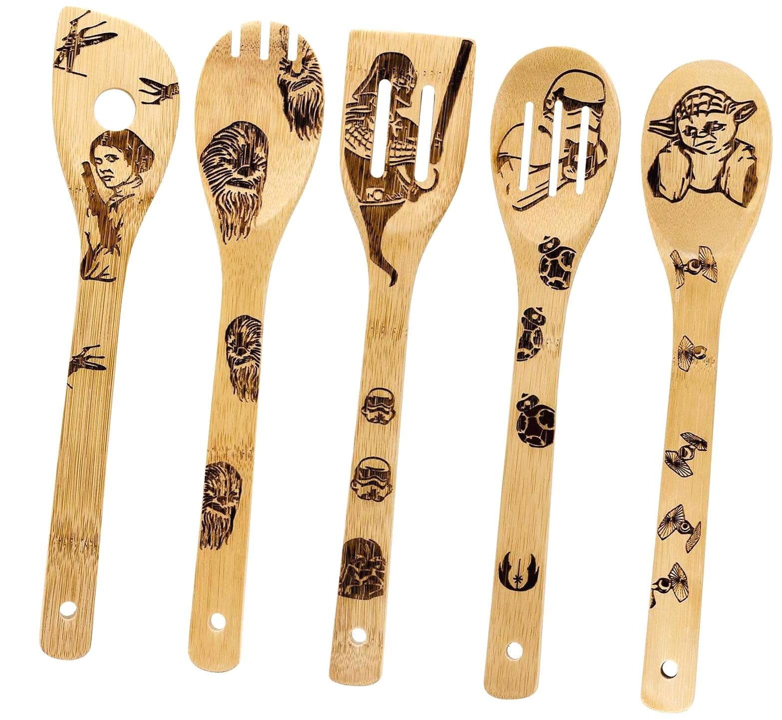 SJJ Star Wooden Spoons Kitchen Cooking Utensils, Wooden Utensil Set for ...