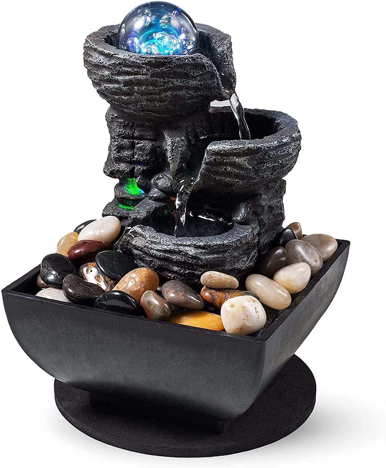 SJJ Tabletop Fountain Indoor Waterfall Meditation Fountain Layers of ...