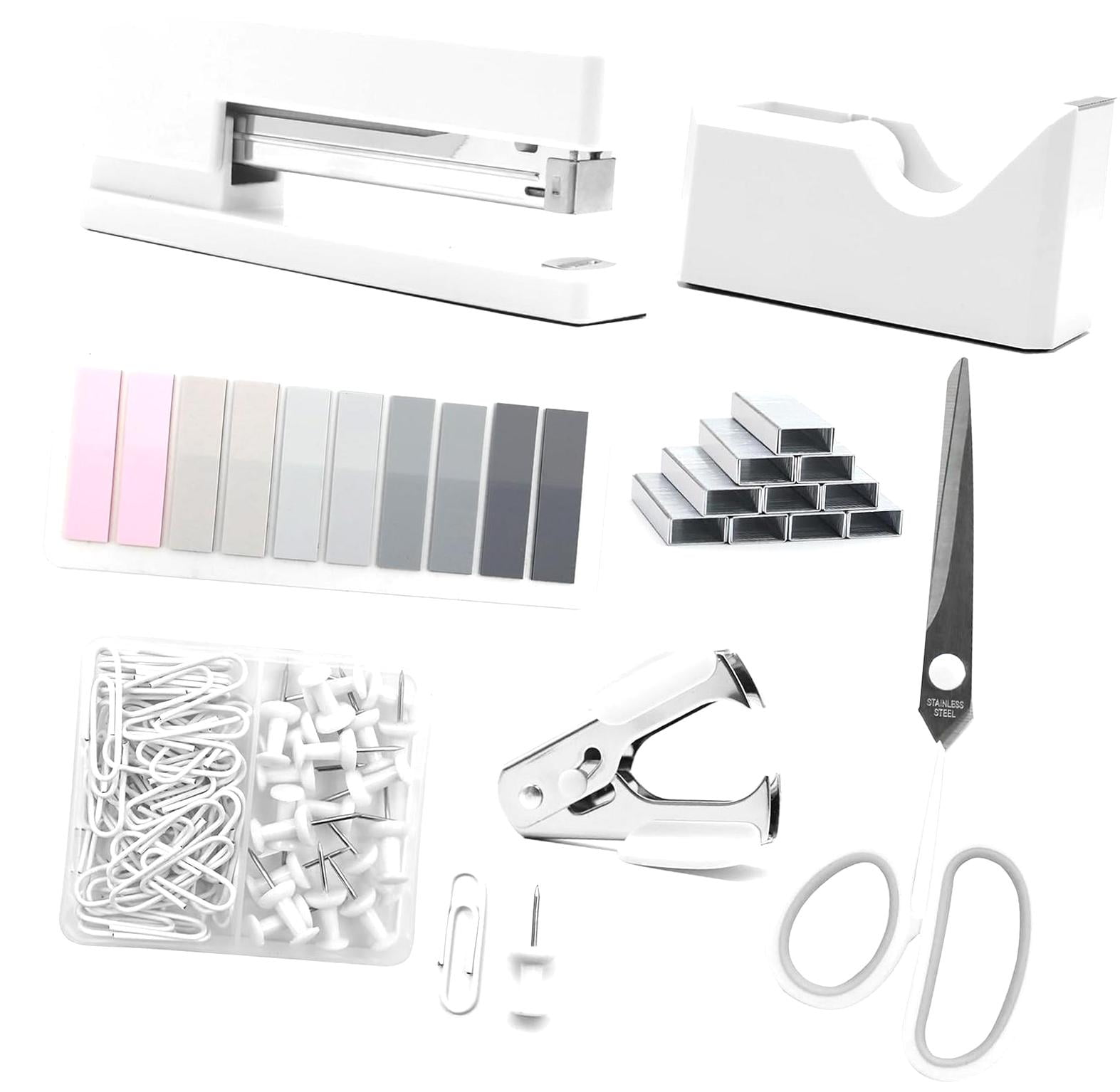 SJJ White Office , White Desk Organizer, Stapler and Tape Dispenser Set ...