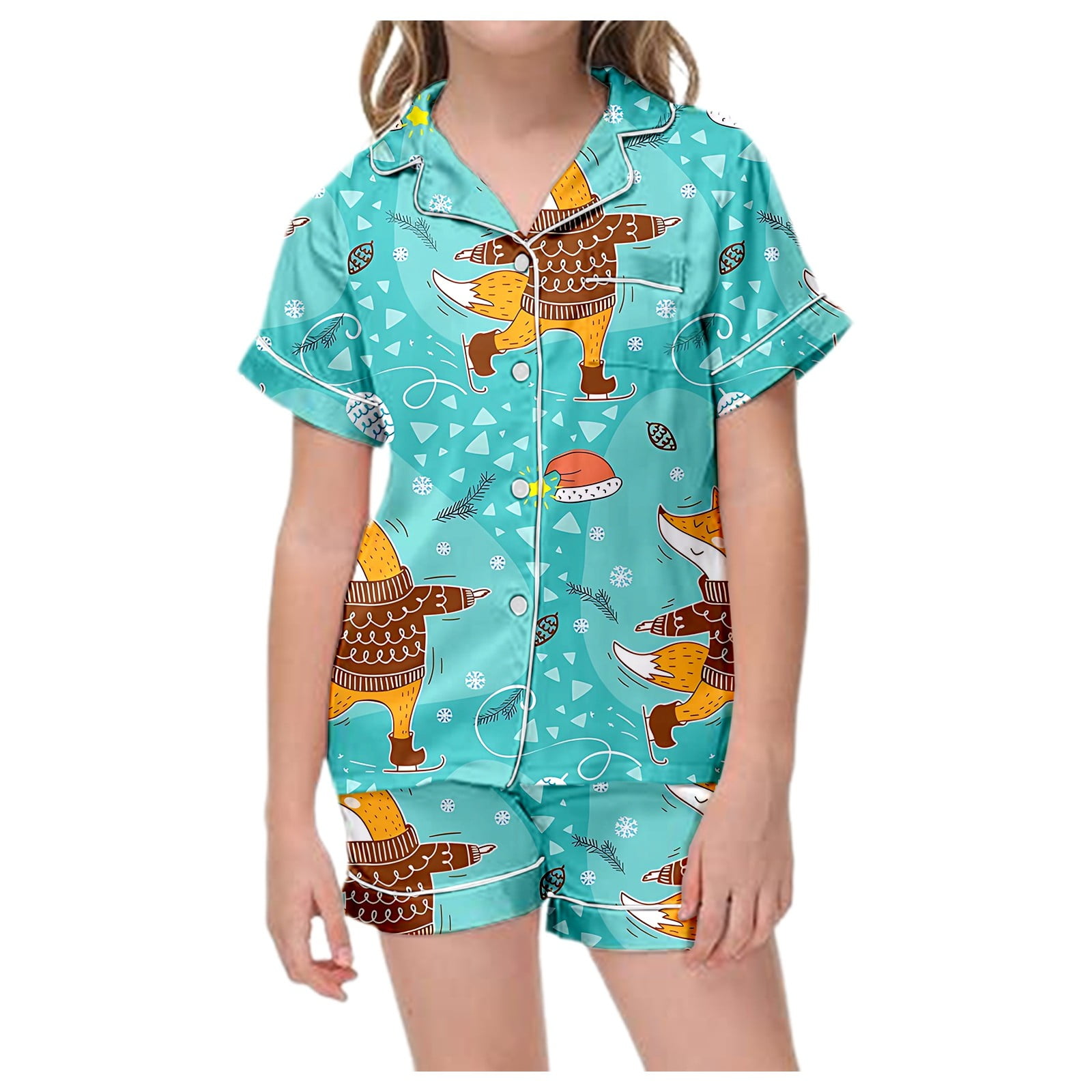 SJLDQY Baby Girl Pajamas Children And Cute Printed Short Sleeve Button ...