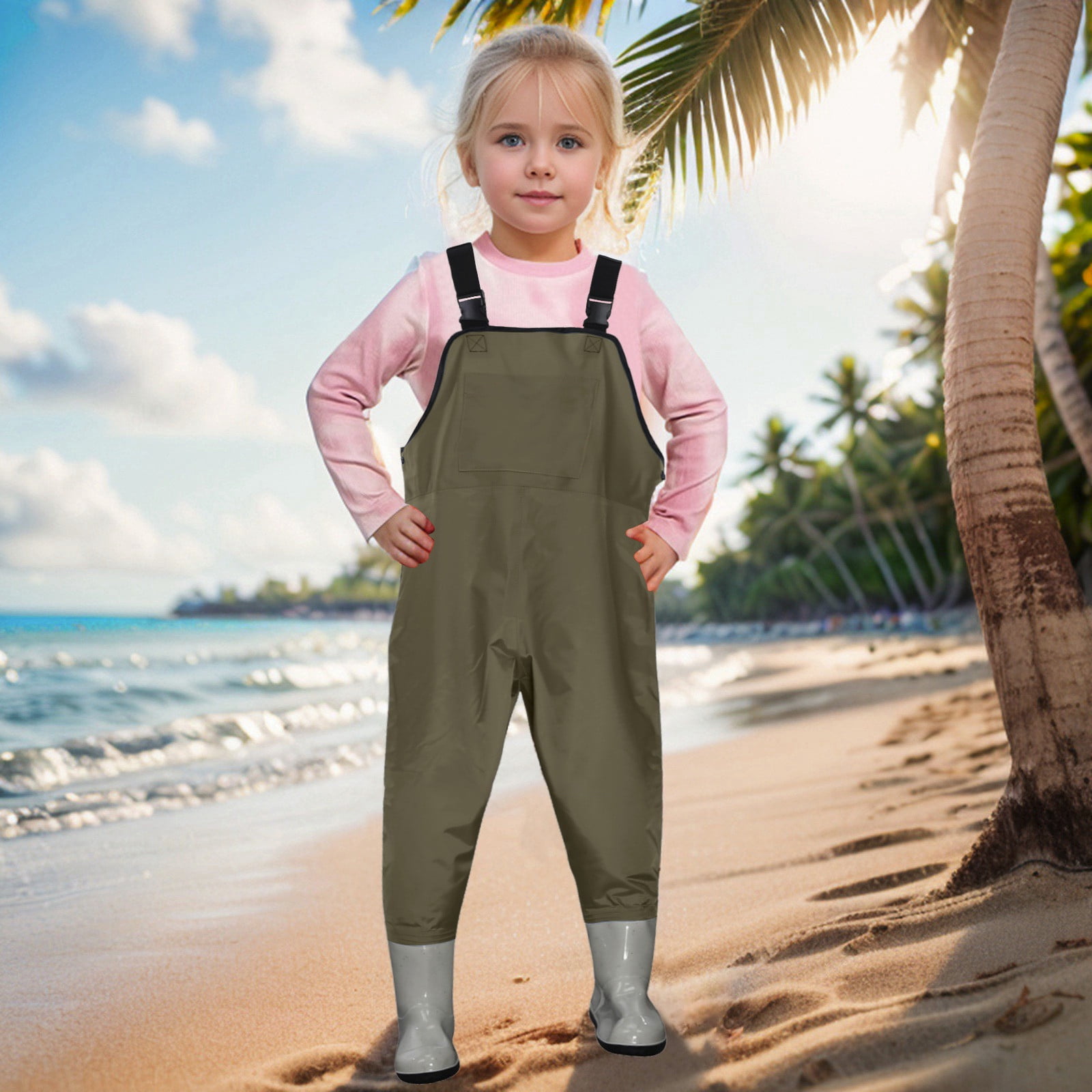 SJLDQY Boy Jumpsuit Kids Girls Chest Youth Fishing with Pocket for ...