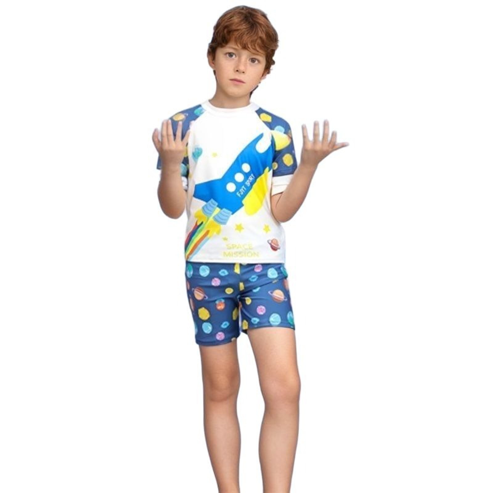 SJLDQY Boy Swimsuit Two Piece Kid Water Sport Shorts Upf 50+ Sun ...