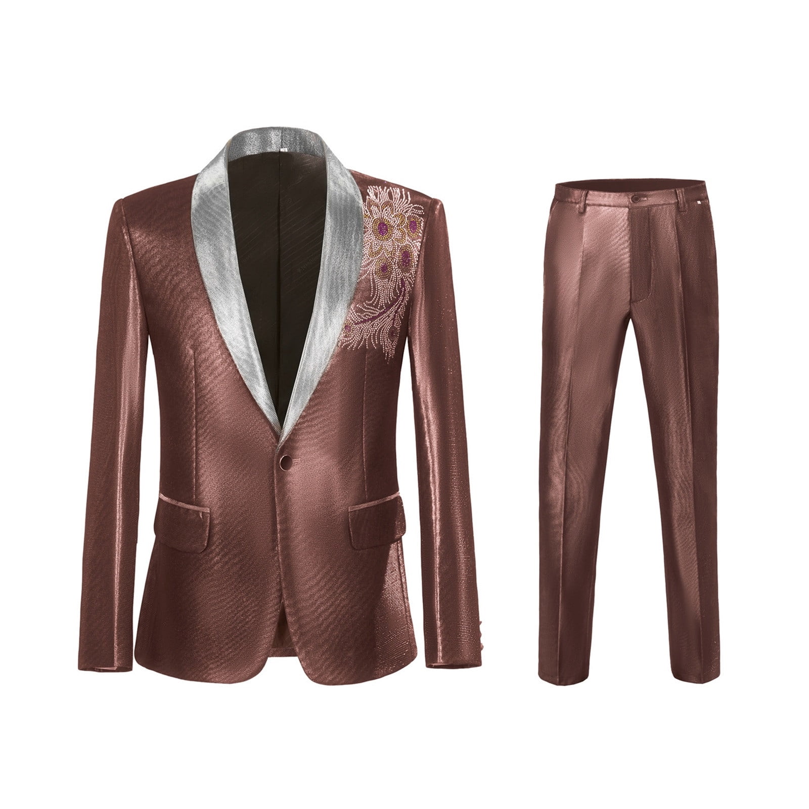 SJLDQY Carnival Mens 2 Peice Suit Set Shiny Dress Suits for Men Slim ...