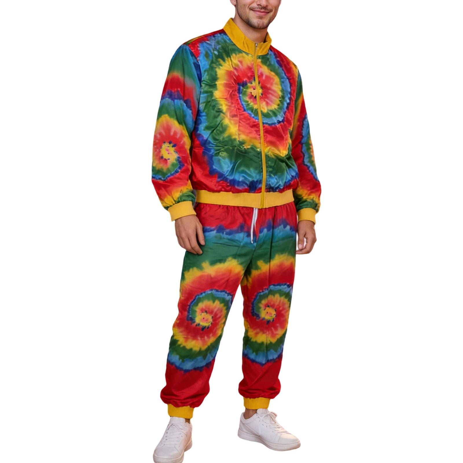 SJLDQY Carnival Mens 80S Disco Tracksuit Hippie Dance Performance ...