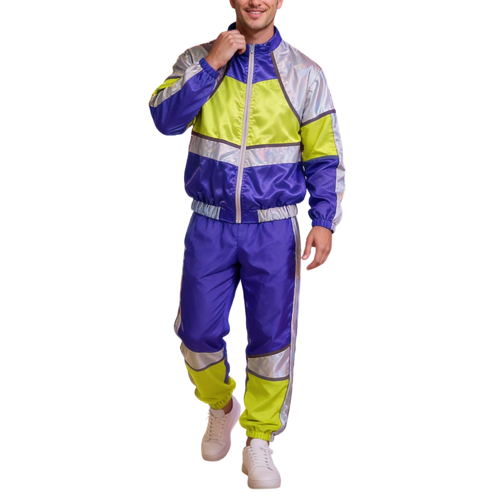 SJLDQY Carnival Mens 80S Disco Tracksuit Hippie Dance Performance ...