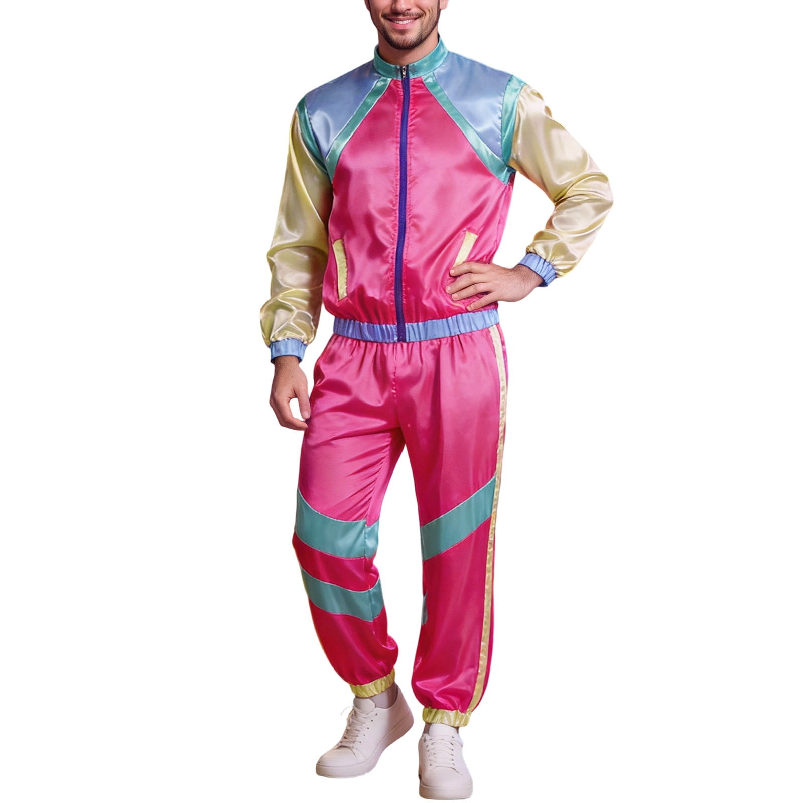 SJLDQY Carnival Mens 80S Disco Tracksuit Hippie Dance Performance ...