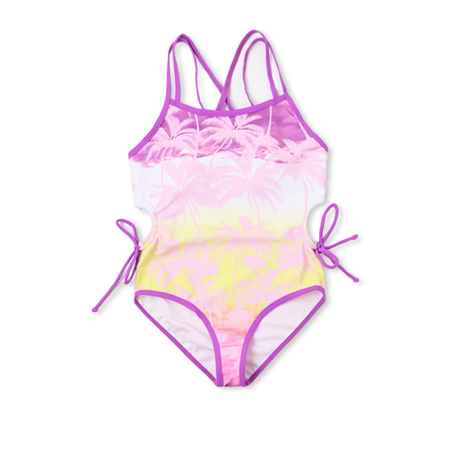 SJLDQY Girl Swimsuit Child Kids Strap Tie Dye Print Training Swimming ...