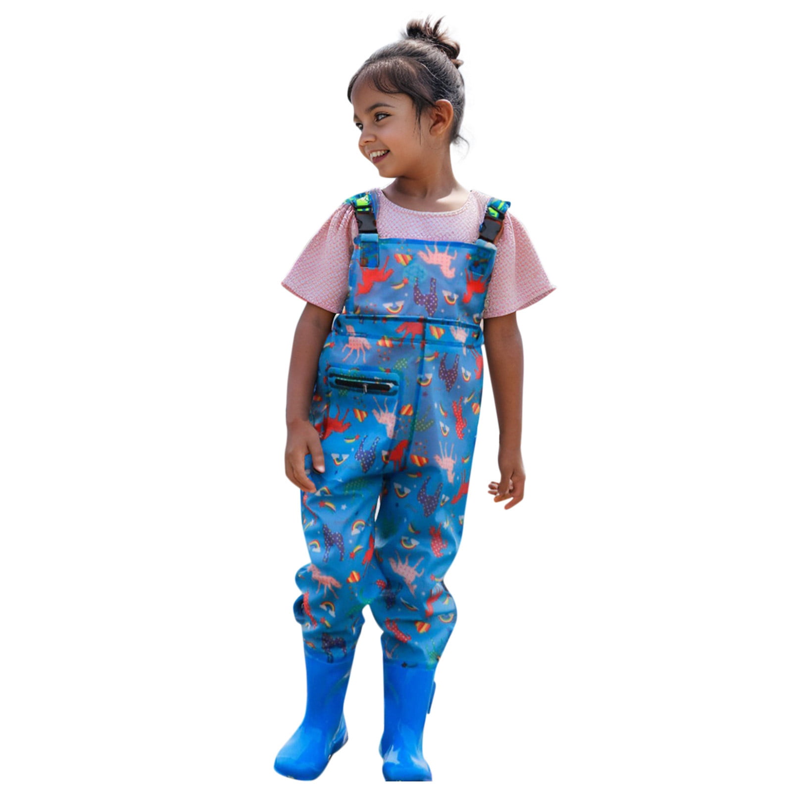 SJLDQY Girls Romper Kids Cartoon Camo Chest Waders Youth Fishing Waders ...