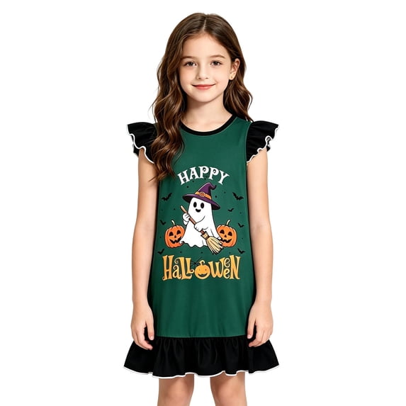 SJLDQY Halloween Nightgowns for Girls Flutter Sleeve Ruffle Princess ...