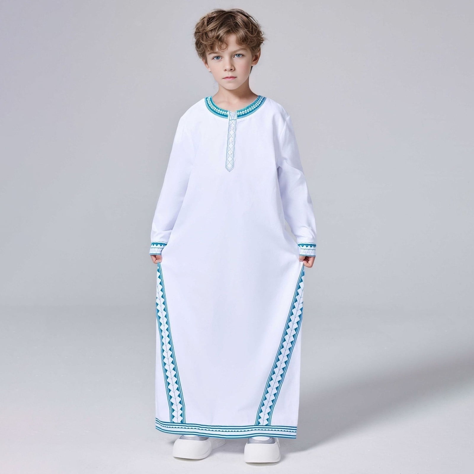 SJLDQY Boys Jumpsuit Arabic Thobe Thobe â S Long Sleeves Kids Robe ...