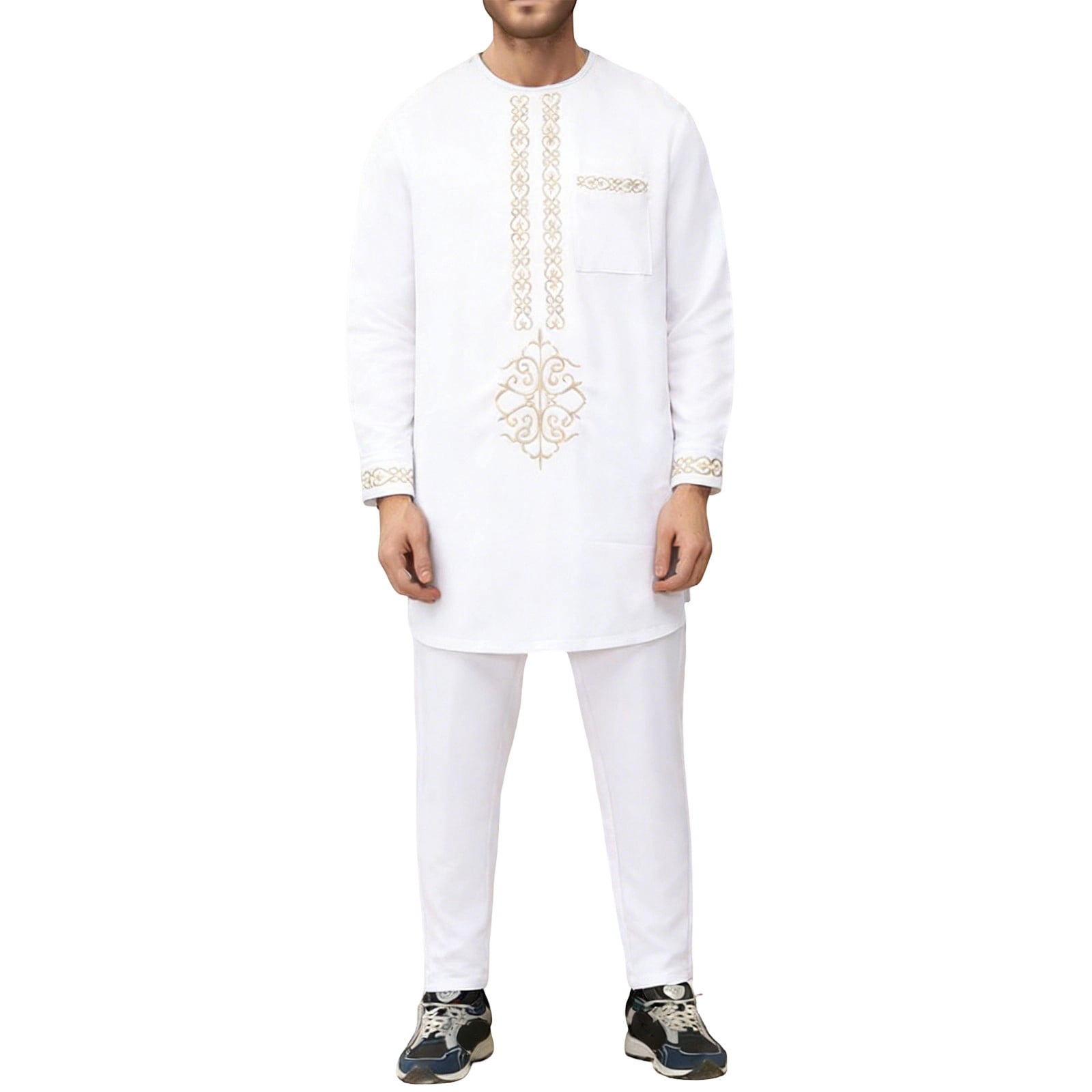 SJLDQY Clothes for Men 2 Piece Set Traditional Abaya Suit for Men ...