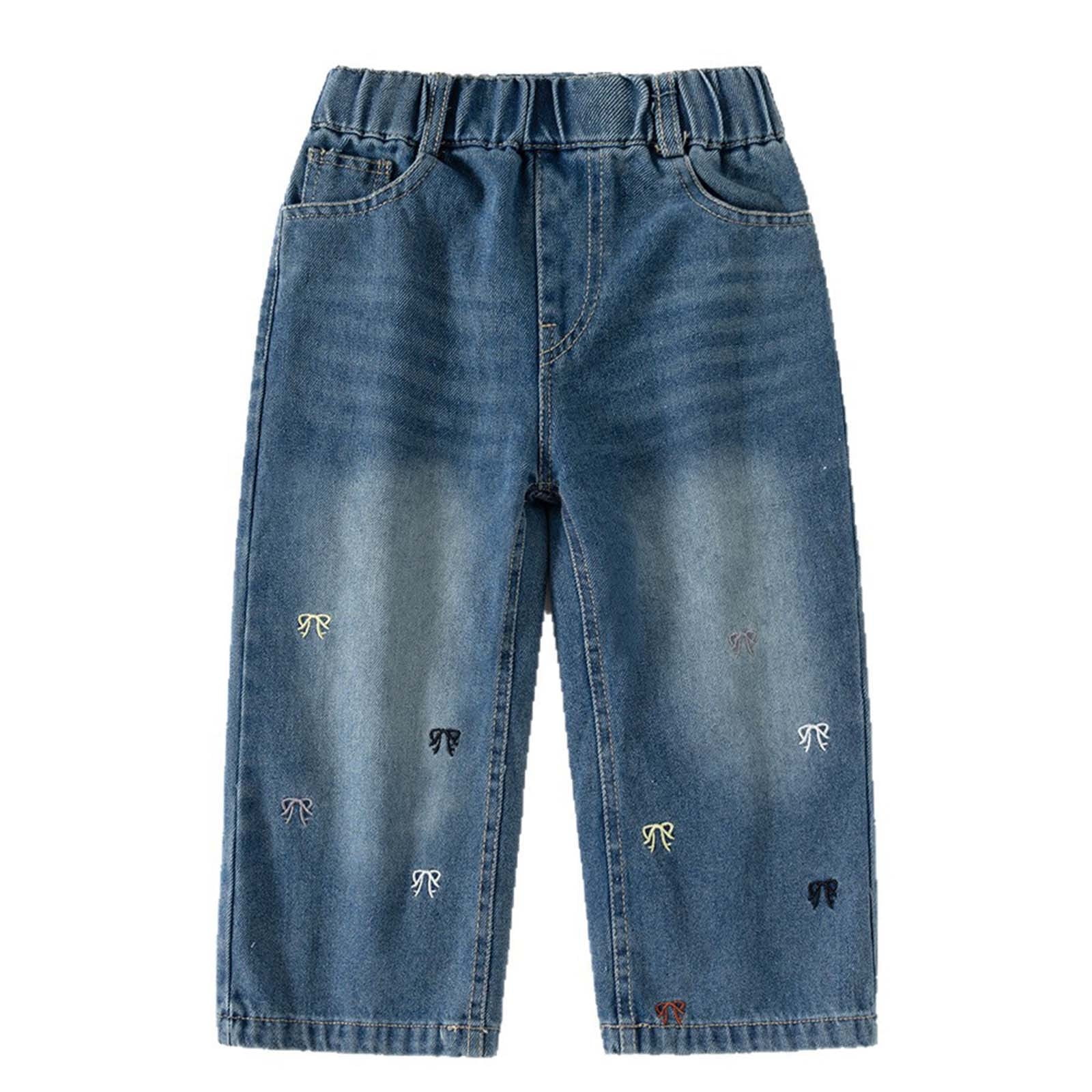 SJLDQY Toddler Girls Jeans Wide Leg Baggy Jeans for Girls Striped ...