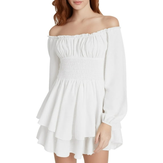 SJLDQY Womens Chiffon Dress Off Shoulder Mini Dresses for Women Layered ...