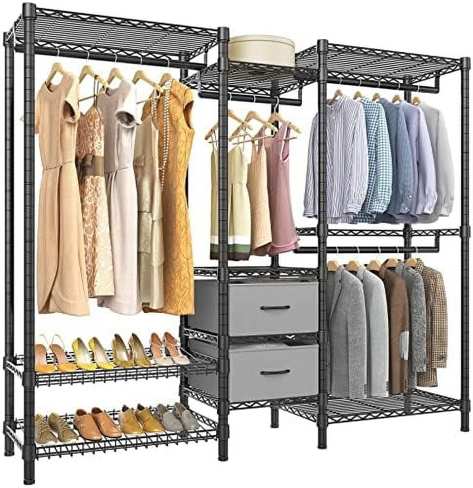 SJOPKMNH V8i Wire Garment Rack Heavy Duty with Adjustable Shelves ...