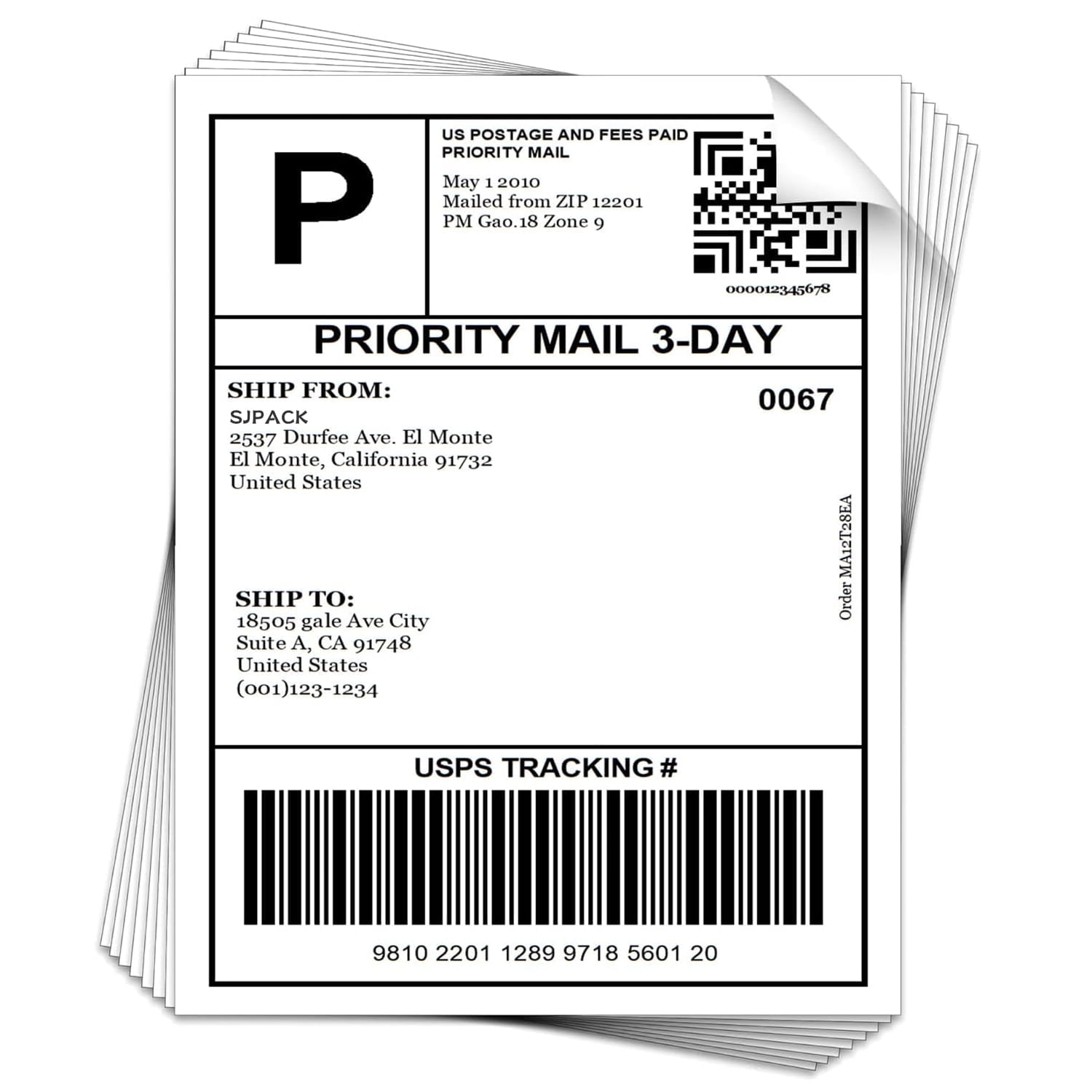 "SJPACK 100 Full Sheets, 8.5""x11"" Shipping Labels, Laser/Inkjet ...