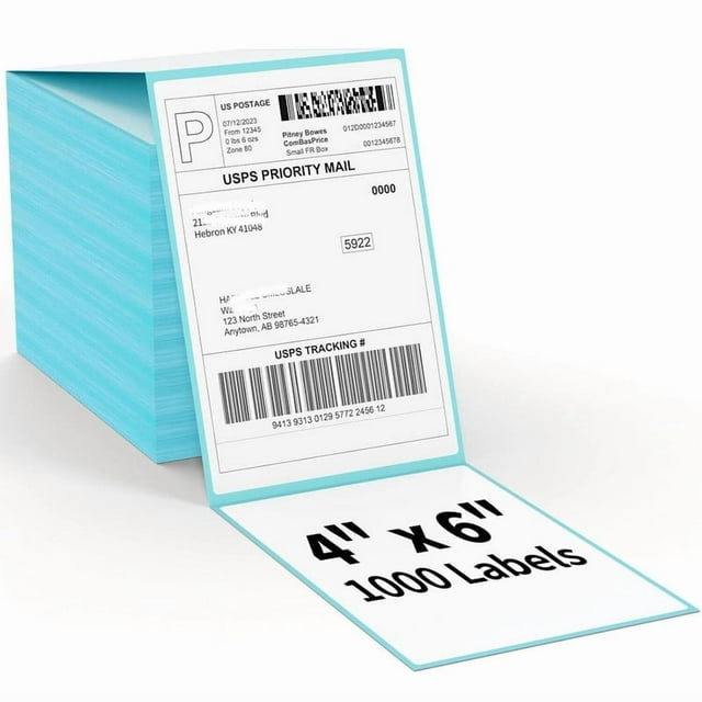SJPACK 1000 Labels 4" x 6" Fanfold Direct Thermal Shipping Labels Blank ...