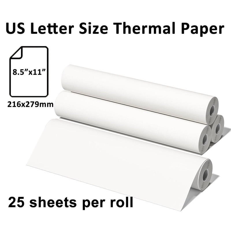 SJPACK 10Rolls Thermal Printer Paper 8.5"x11" US Letter Size Quick-Dry ...