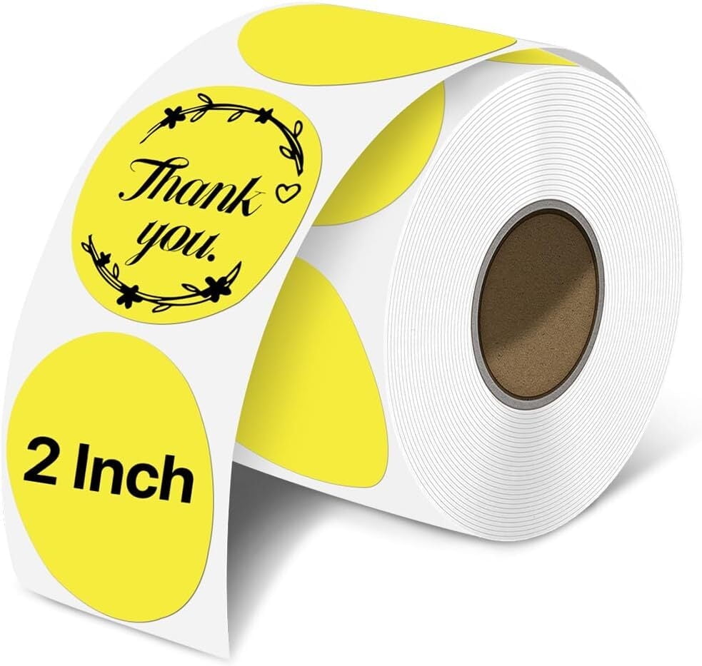 SJPACK 2 Inch Yellow Direct Thermal Labels Round Circle Thermal Self SJPACK 2 Inch Yellow Direct Thermal Labels Round Circle Thermal Self