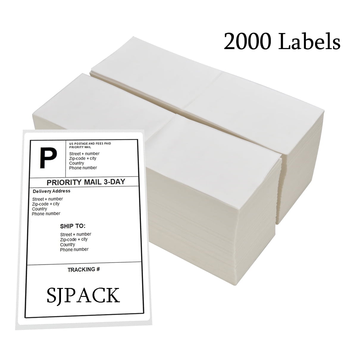 Free Shipping! SJPACK 2 Stacks - Fanfold 4" x 6" Direct Thermal Labels ...
