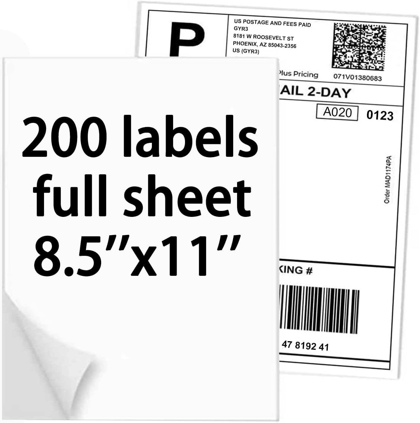 SJPACK 200 Full Sheets Sticker Labels Shipping Mailing Address Labels 8 ...