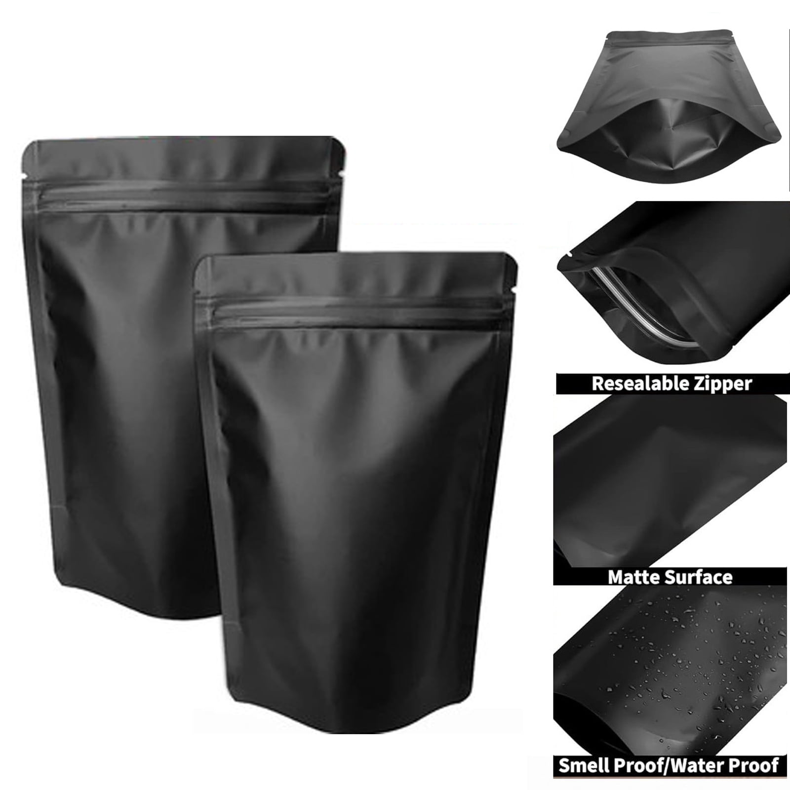 SJPACK 200PCS 3.5inch*5.1inch Matte Black Food Safe Aluminium Mylar ...
