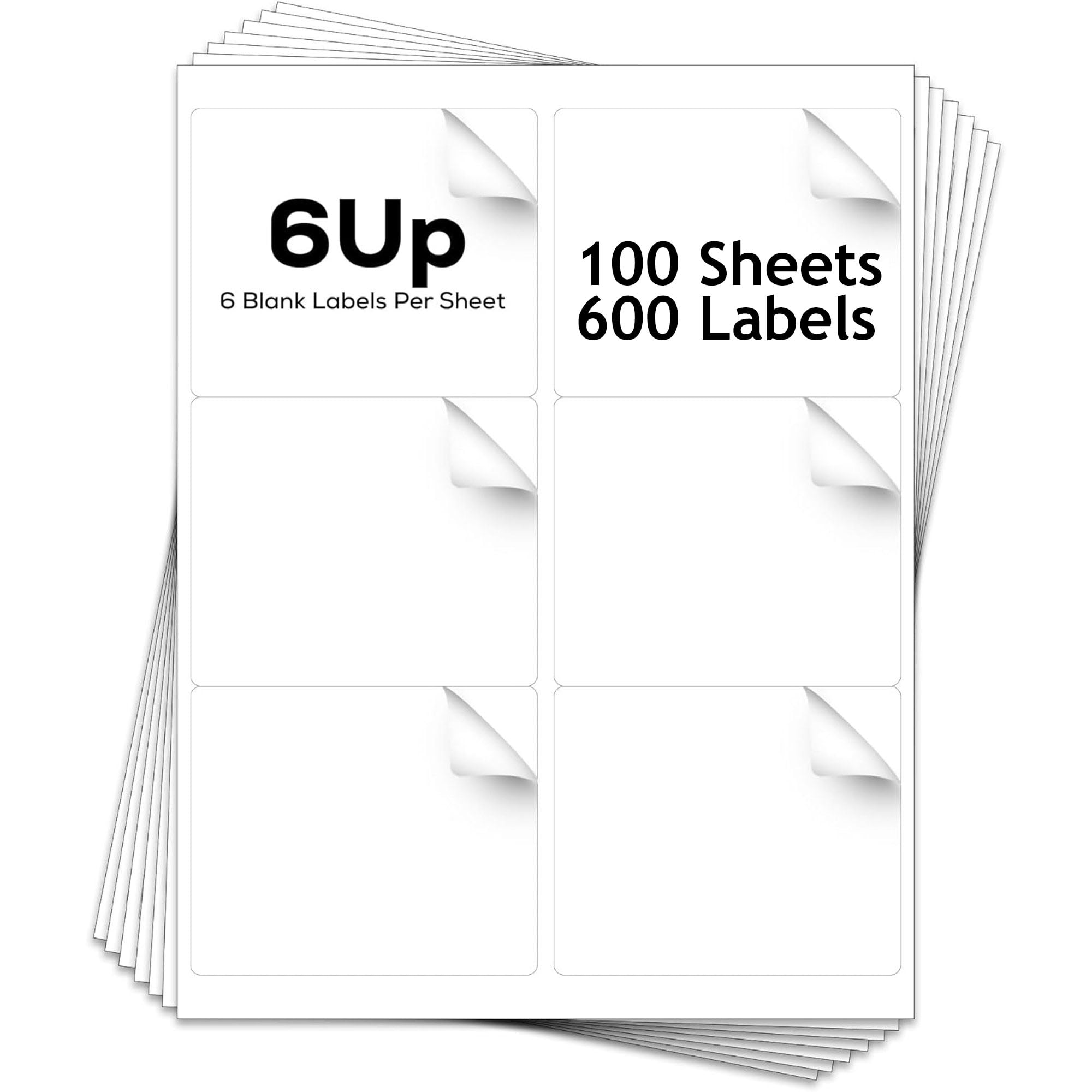 SJPACK 3-1/3" x 4" Shipping Address FBA Labels, 6 UP White Blank ...