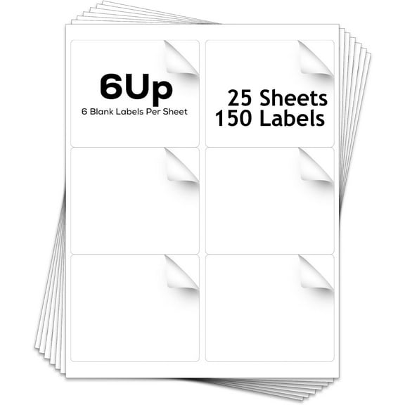 200 Half Sheet Shipping Labels 8.5 X 5.5 Self Adhesive Matte White 2 ...