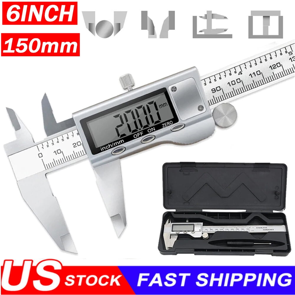 SJPACK 6" 150mm Stainless steel Digital Caliper Micrometer LCD Gauge ...