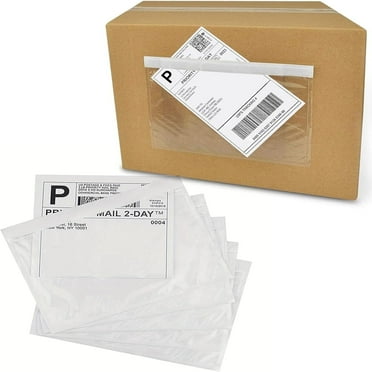 NefLaca 4.5" x 5.5" Clear Adhesive Top Loading Packing List Envelopes ...