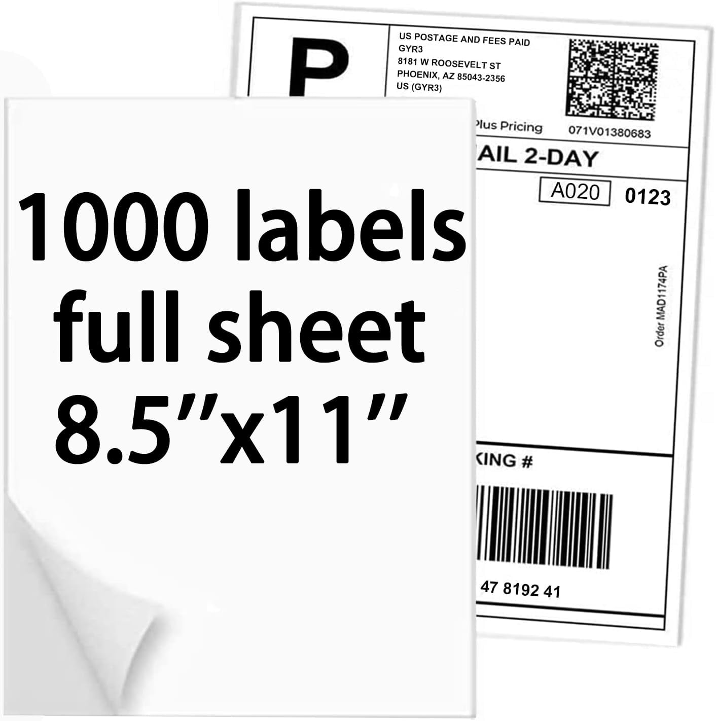 SJPACK Full Sheets Sticker Labels Shipping Mailing Address Labels 8.5 ...
