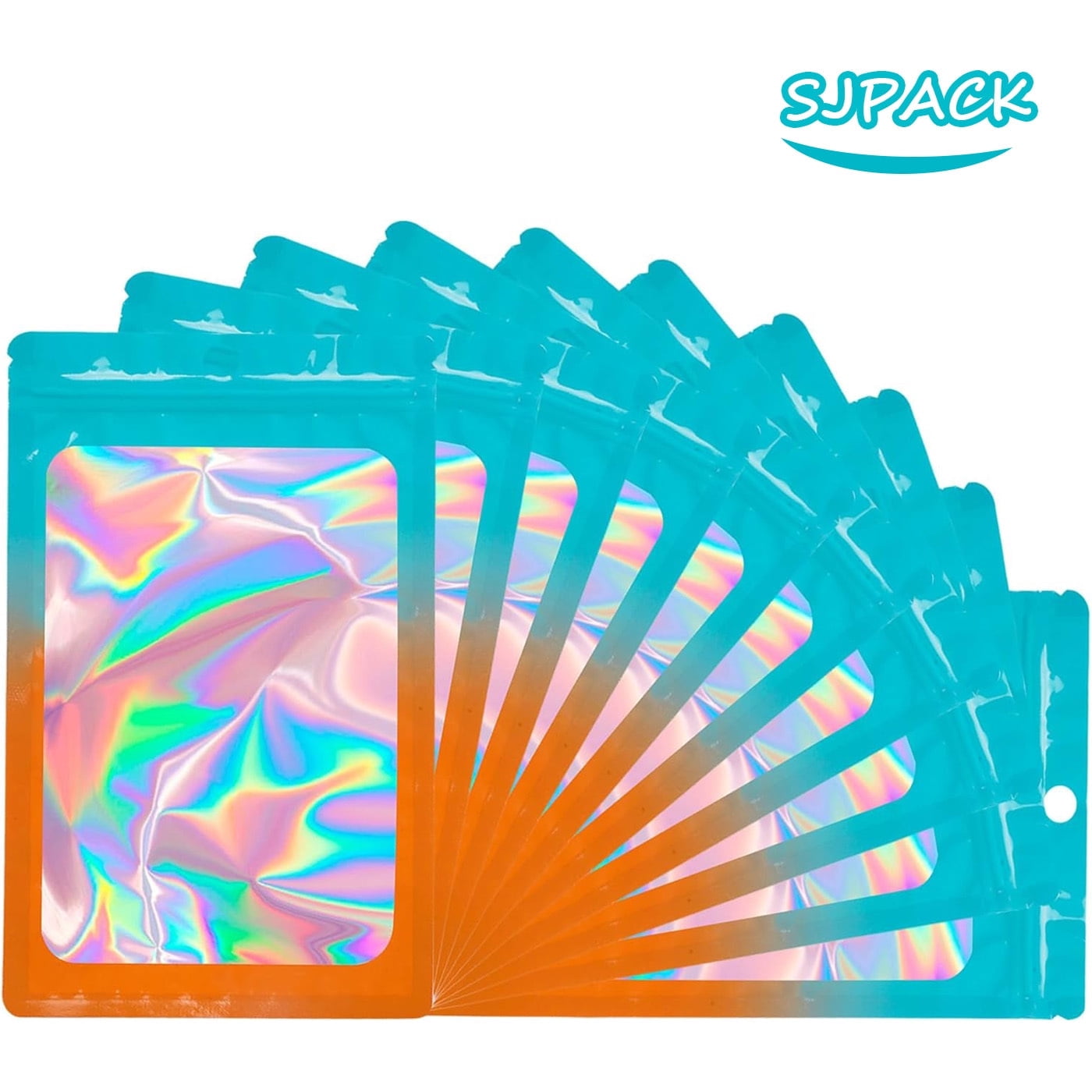 SJPACK Holographic Mylar Bags, 100 Pack Smell Proof Bags Resealable ...