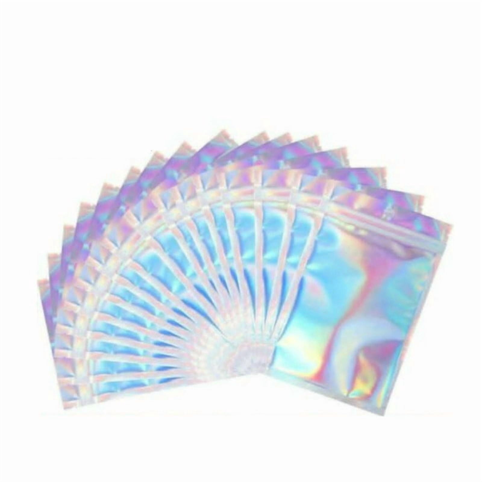 SJPACK Mylar Holographic Bags, 100 Pack Seal Resealable Odor Proof Bags ...