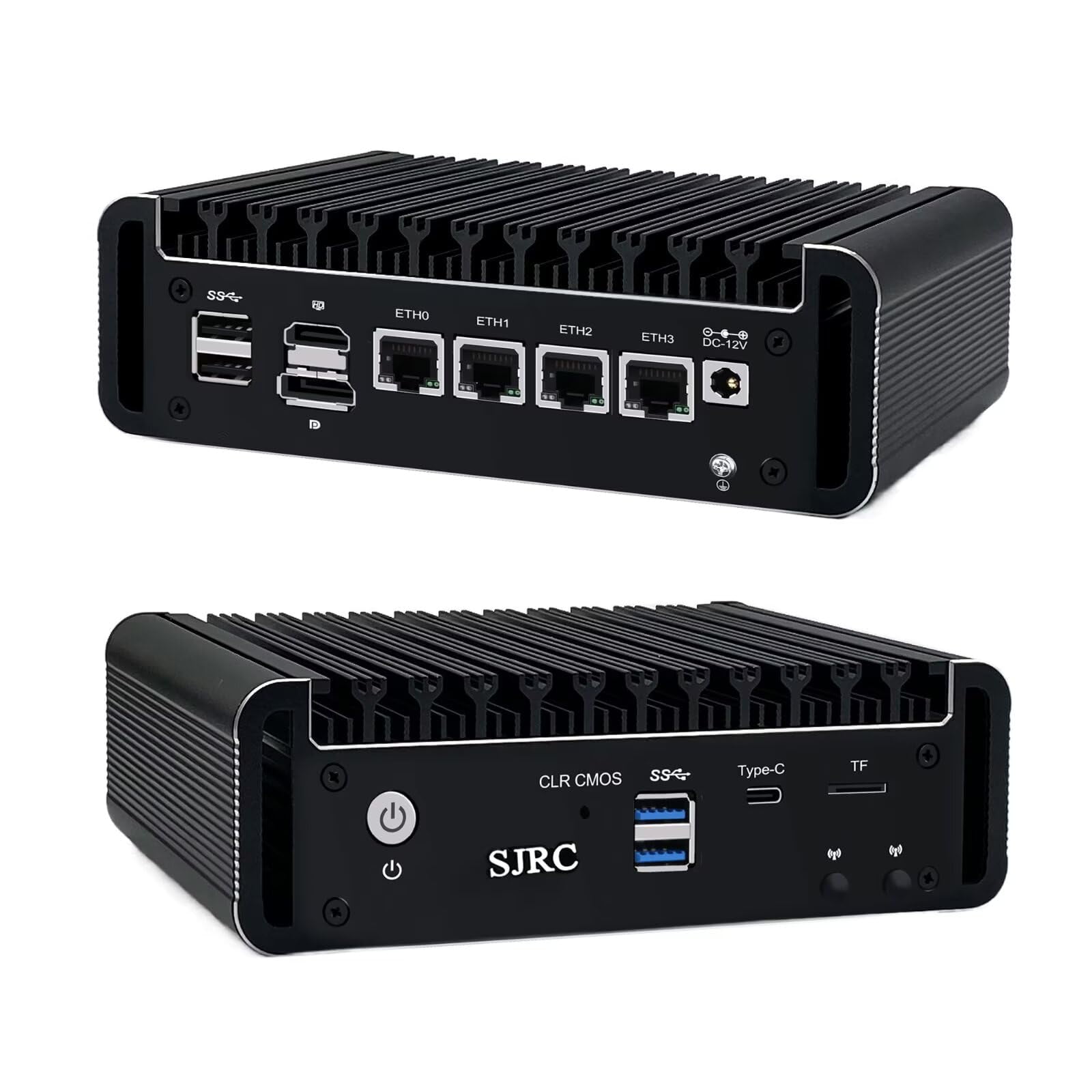 SJRC Fanless Mini PC 4X i226-V 2.5GbE LAN, N5105 Firewall Appliance Support OPNsense, Micro PC ...