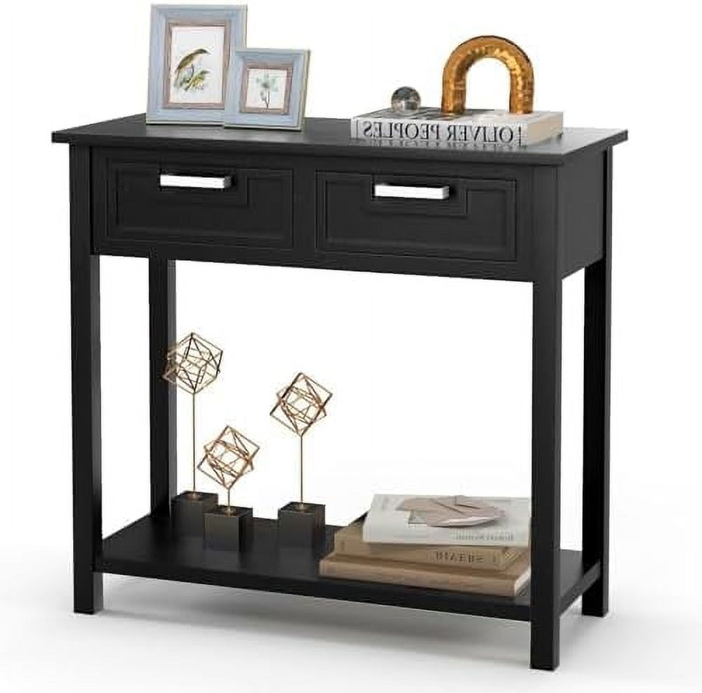 SJUIONG Console Table with Drawers Wooden Entryway Table with Rubber ...