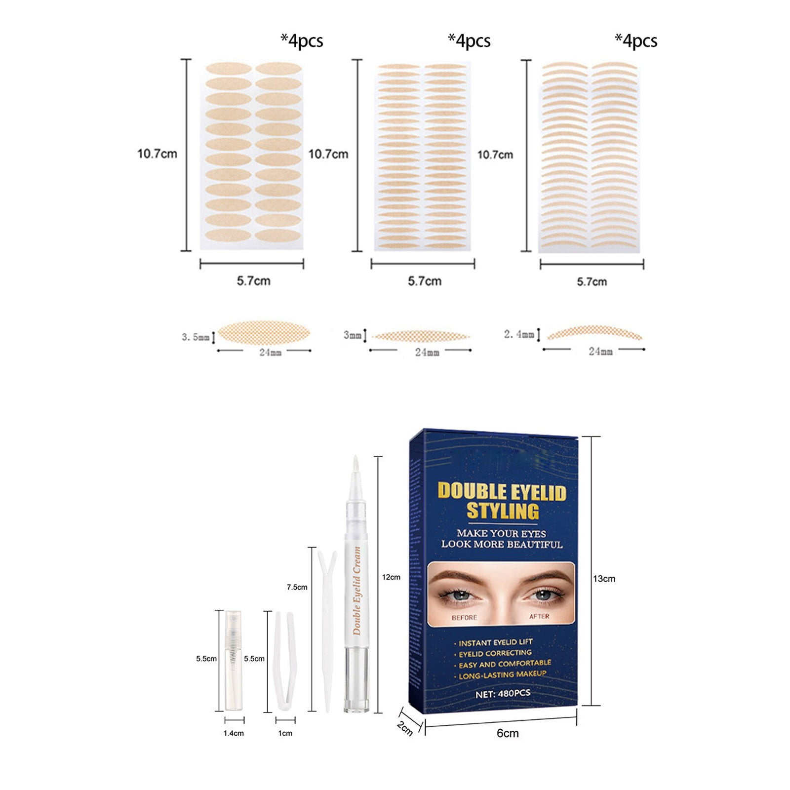 SJXHJH 2PC Eyelid Tape 2025 New Eyelid Tape for Hooded Eyes 480 Eyelid ...