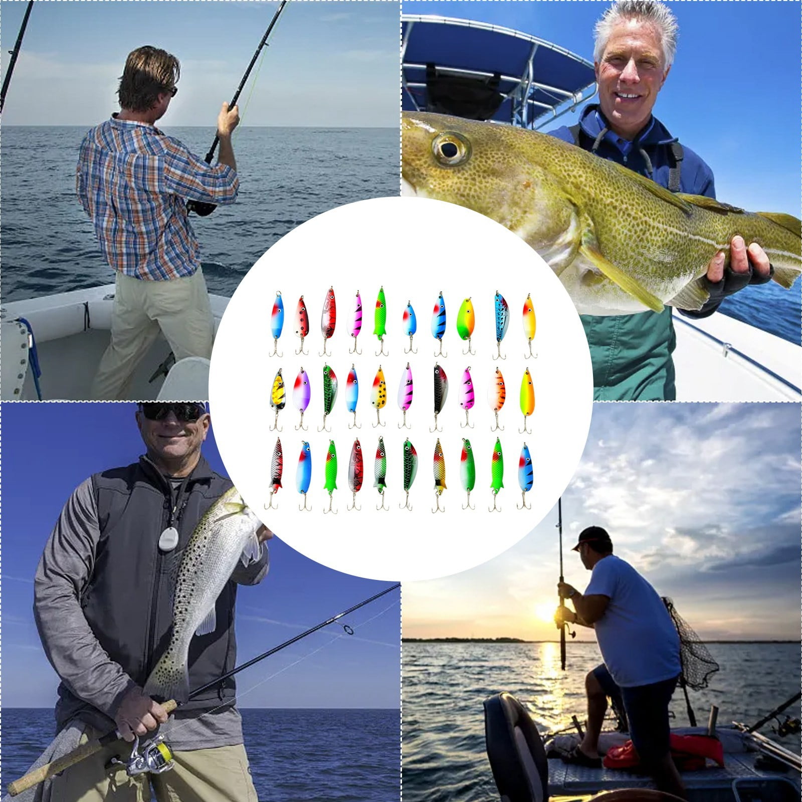 SJXHJH 30pcs Multicolor Colorful Sequin Fish Hook Set Fish Shaped Fish ...