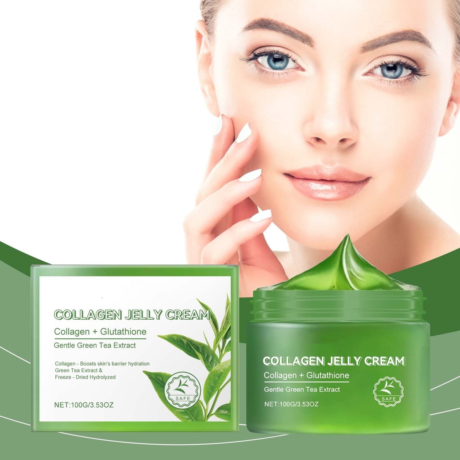 SJXHJH Green Tea Collagen Jelly Mild Moisturizing Facial Soothing Dry Skin Hydrating Mens Facial ...