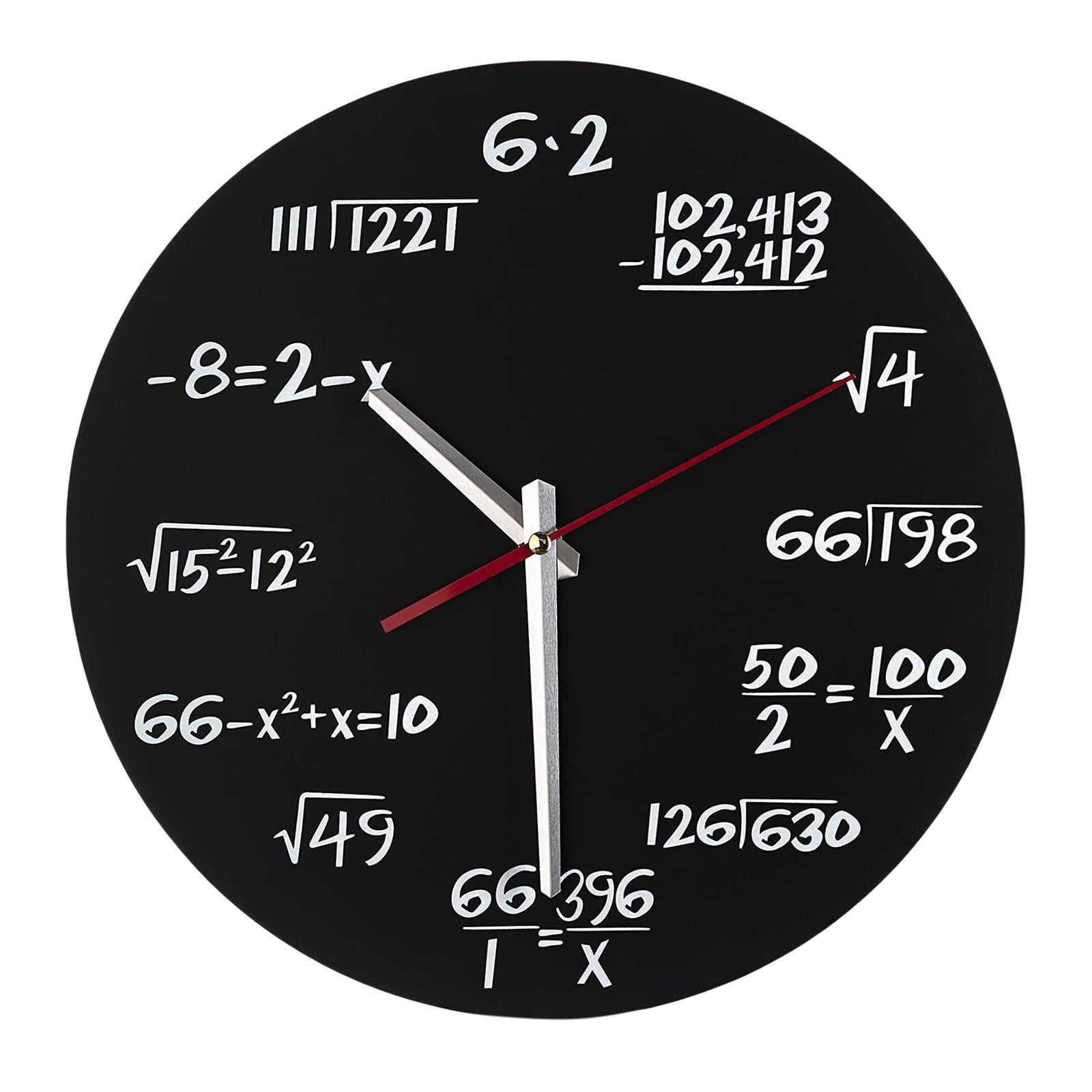 SJXHJH Math and Wall Clock 12 Inch Non Ticking Math and Decorative Wall ...