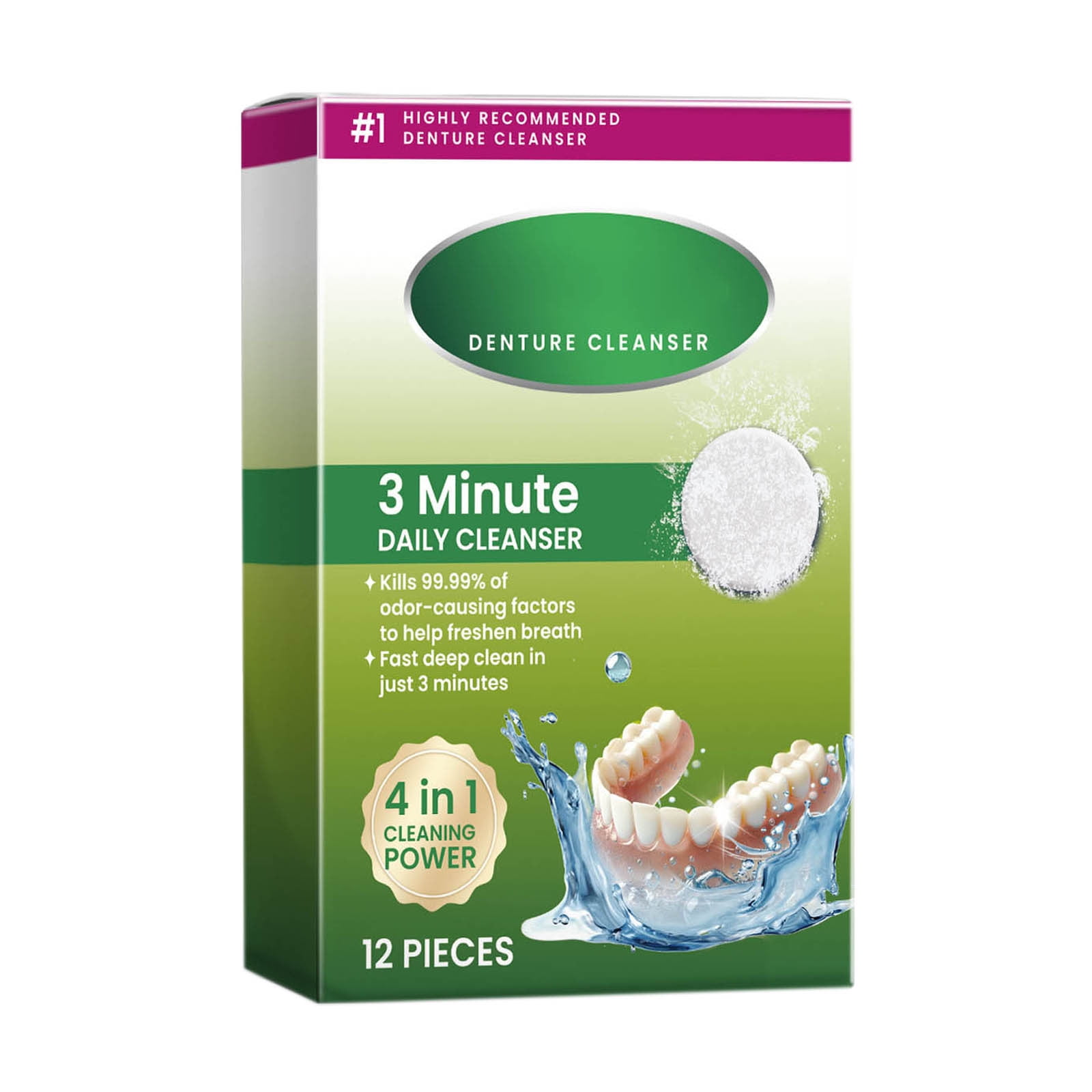 SJXHJH Partials Denture Cleanser 12 Count Care For Fresh Breath Teeth ...