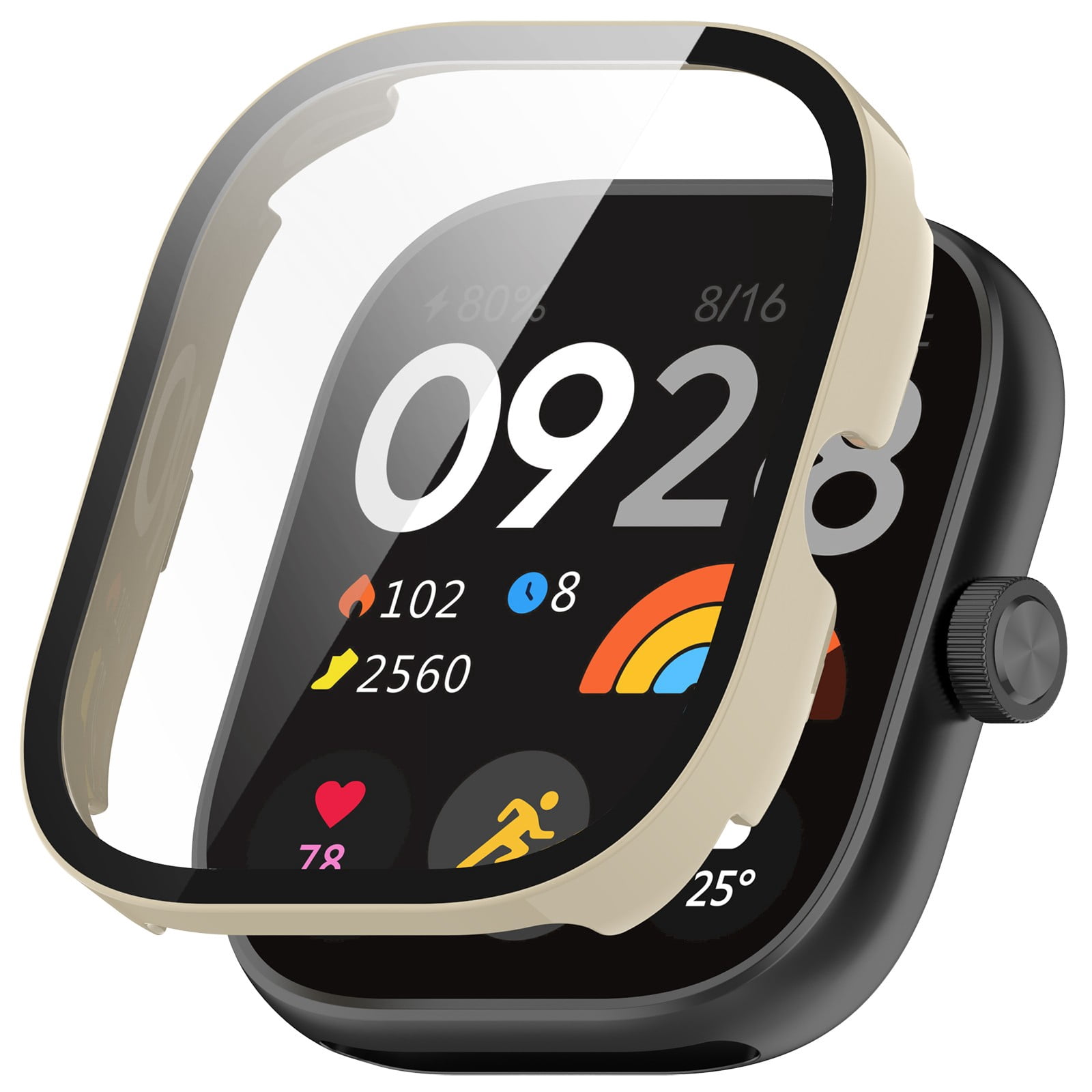 SJXHJH Smartwatch PC + Tempered Glass Screen Cover Integrated Design ...