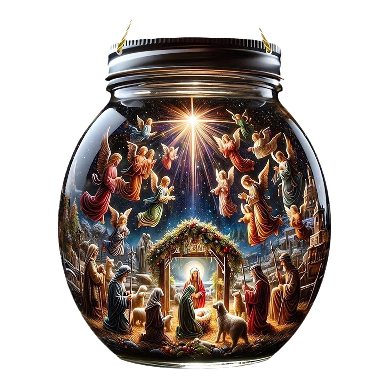 SJXHJH Stained Christmas Acrylic Wall Art Hanging Decorative Sign Jar ...