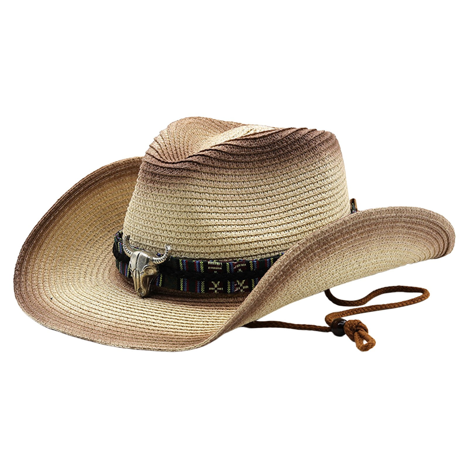 Mens Cowboy Hat Women Western Cowboy Hat Wide Brim Sun Beach Hat ...