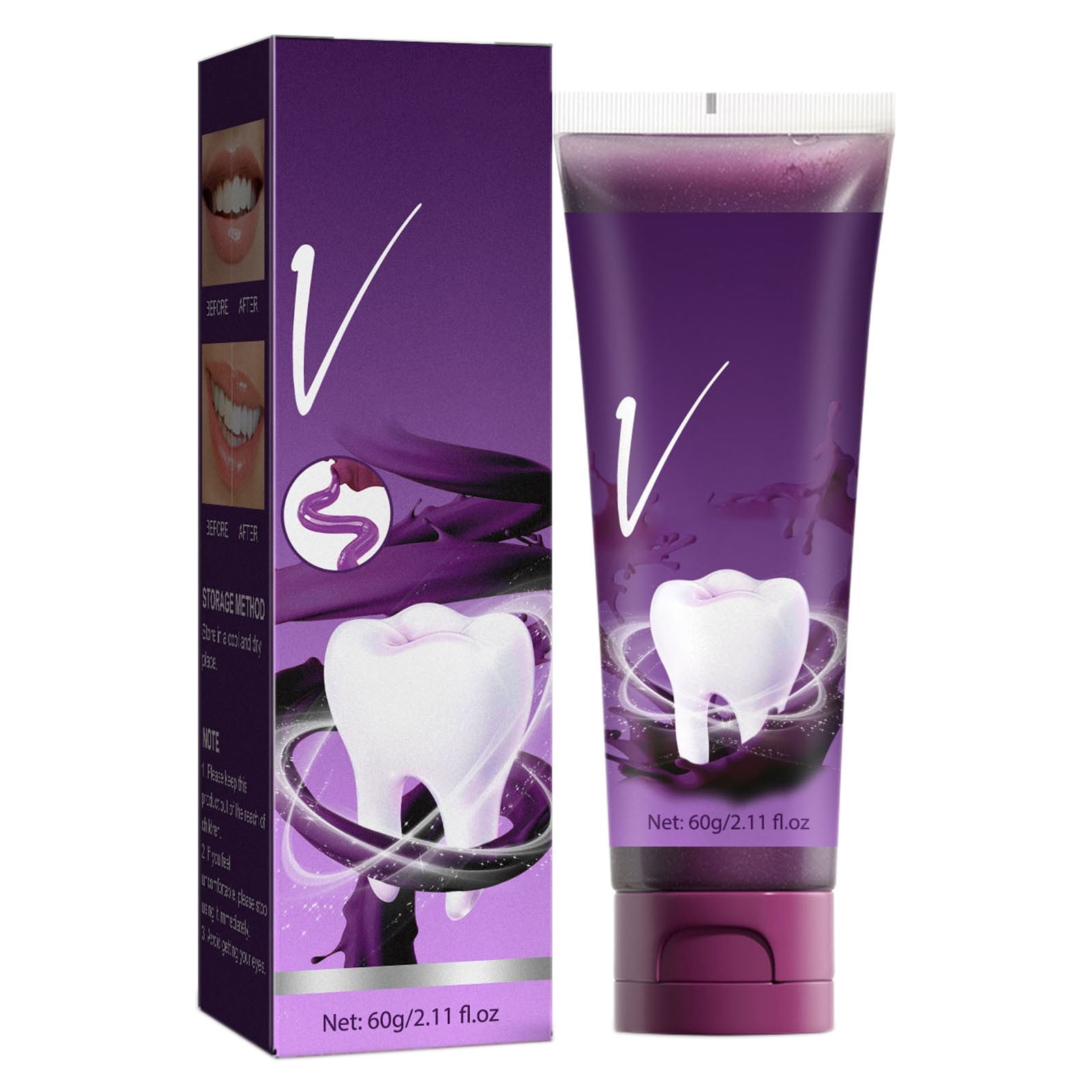 SJXHJH Toothpaste Tablets Purple Tone Toothpaste To Yellow Stains White ...
