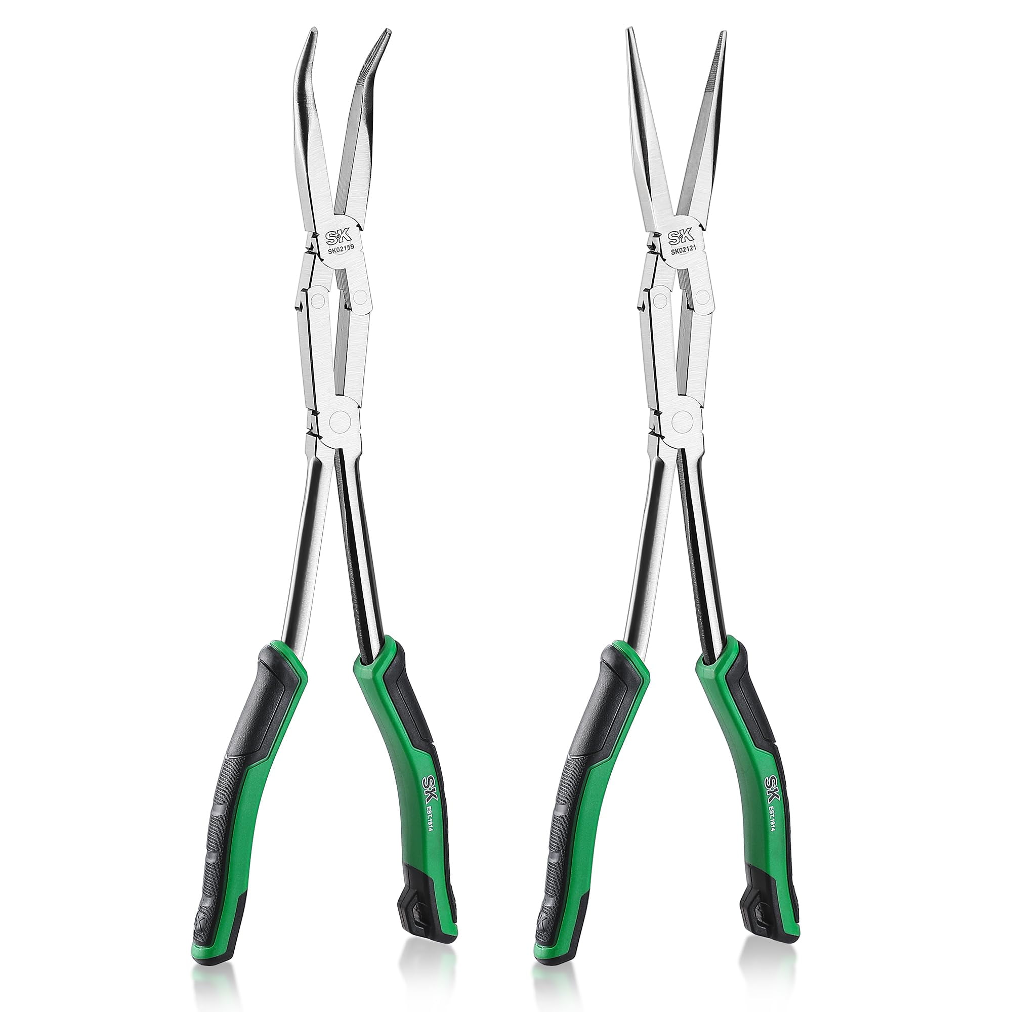 SK 2-Piece Double Compound Long Reach Pliers Set, 13-Inch Straight Long ...