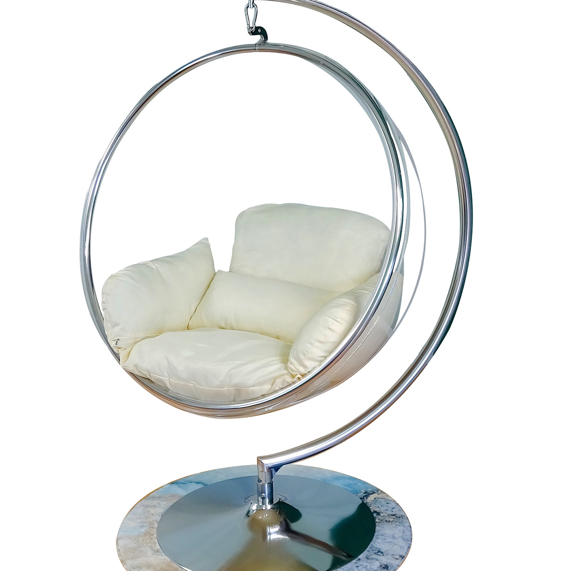 SK CHUMRA Bubble Chair Acrylic Swing with Stand, Cushion, Chrome and ...