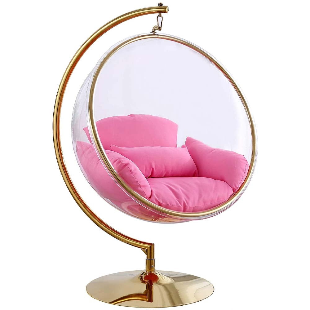 SK CHUMRA Indoor Gold Bubble Chair, Acrylic Swing with Stand and ...