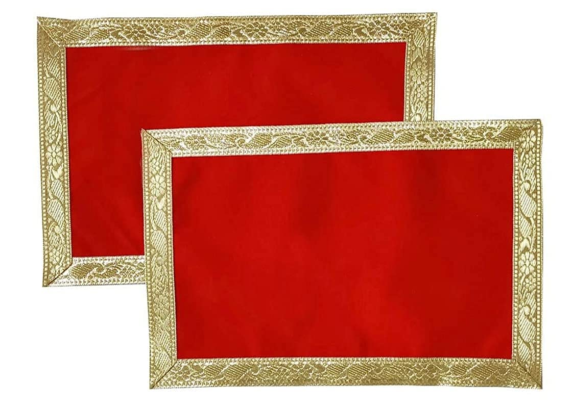 SK CRAFT Handcrafted Red Velvet Pooja Chowki AsanChoki Kapda for Pooja ...